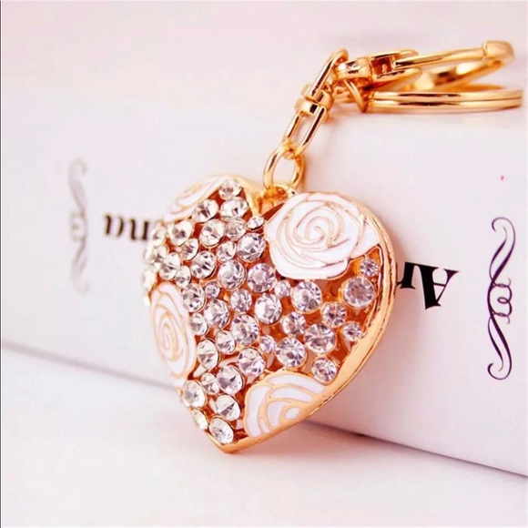 Accessories | Heart Shaped Crystal Adorned Keychain | Poshmark